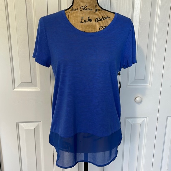 Dex | Tops | Bnwt Dex Blue Short Sleeve Combo Top | Poshmark